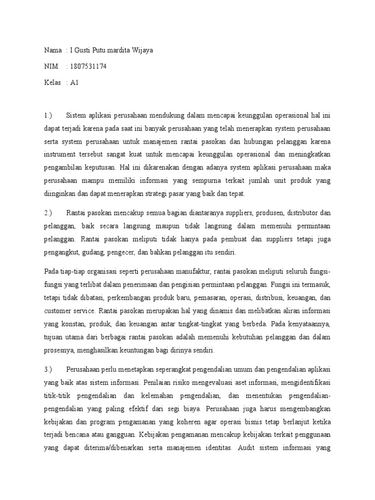 Tugas2 - SIM - I Gusti Putu Mardita Wijaya - 1807531174 | PDF