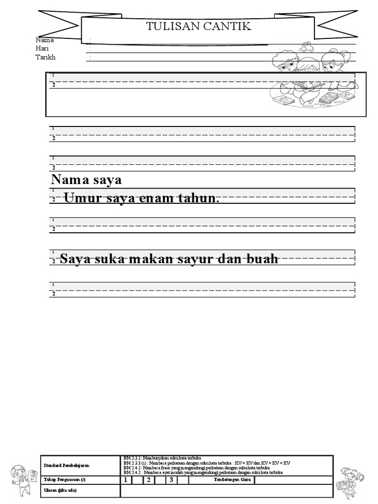 BM OKT 2020 Tulisan Cantik Salin Semula Ayat 2 | PDF