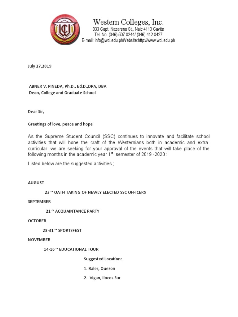 WCI School Activities AY 2019-2020 | PDF | Wellness