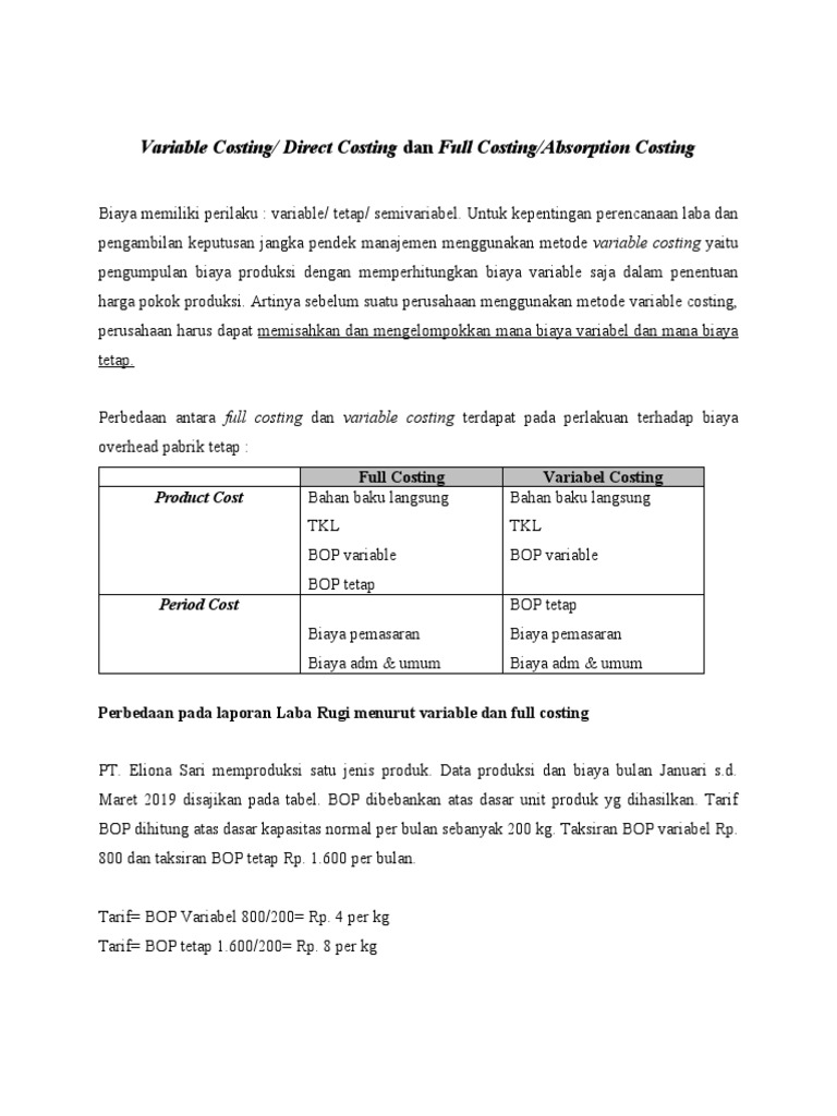 Variable Costing & Full Costing | PDF