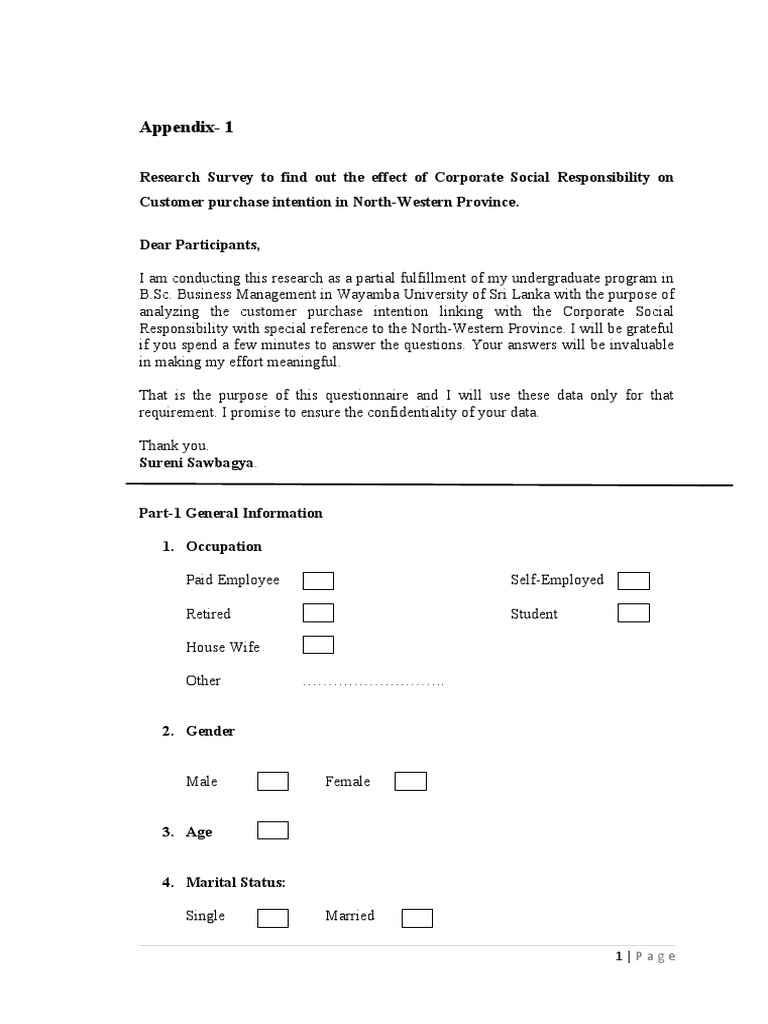 Questionnire - English - Edited | PDF | Corporate Social Responsibility ...