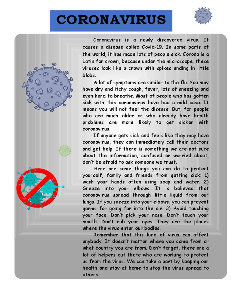 Lets Talk About Coronavirus Reading Comprehension Exercises Tests | PDF ...