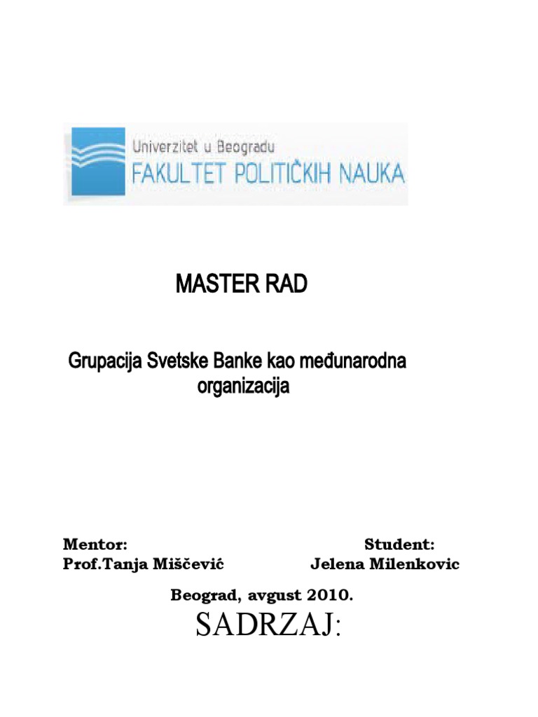 MASTER RAD Gotov Sa Sadrzajem