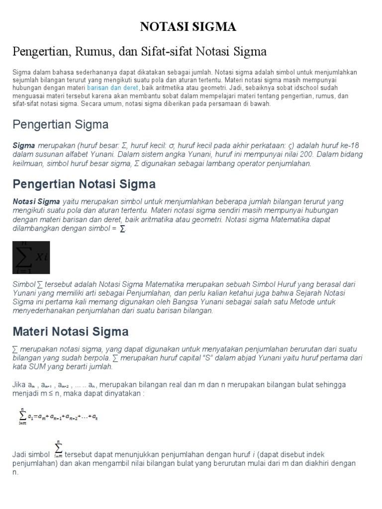 Notasi Sigma | PDF | Metode & Bahan Ajar