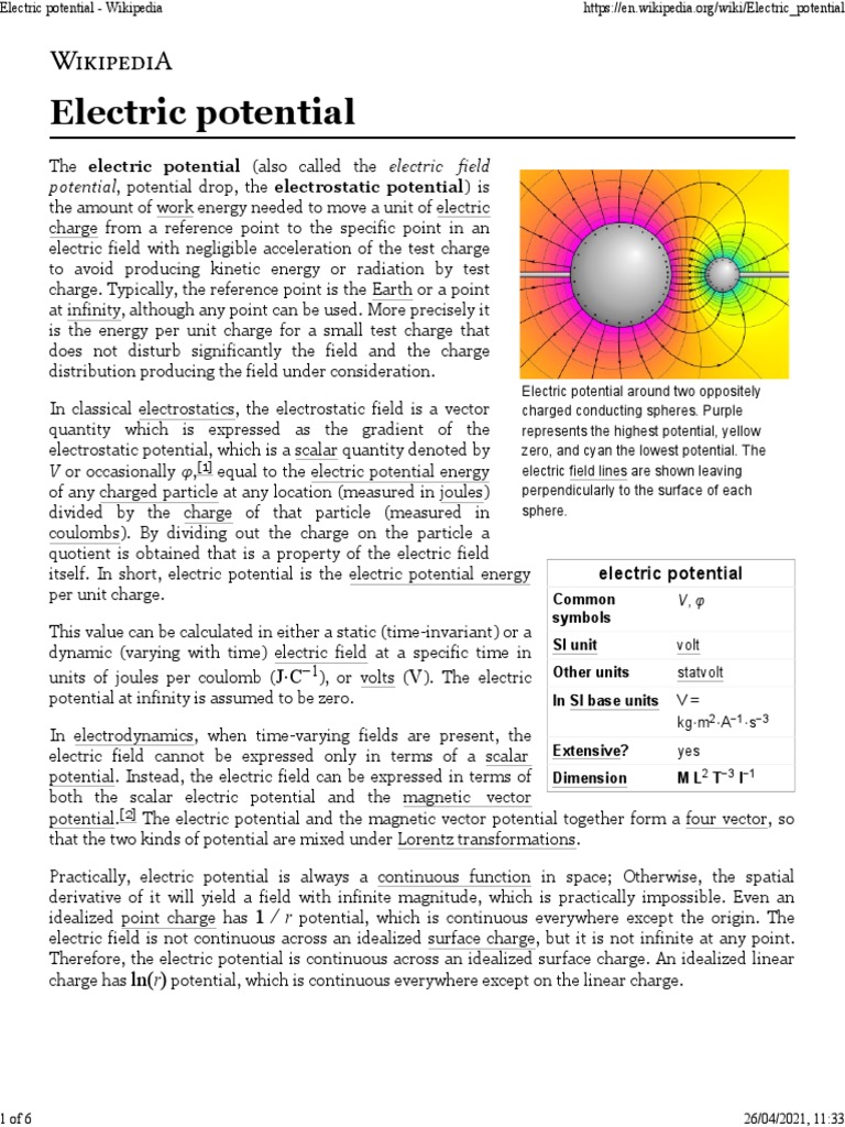 Electric Potential | PDF | Electric Field | Metrology