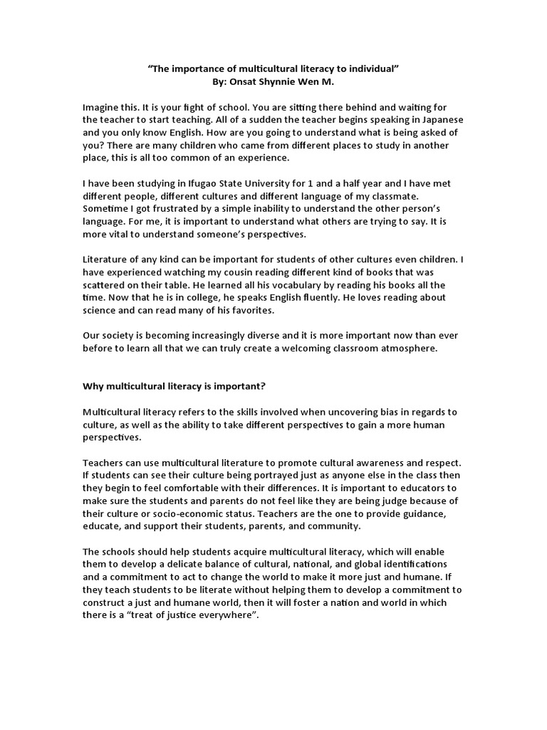The Importance of Multicultural Literacy | PDF | Literacy | Teachers