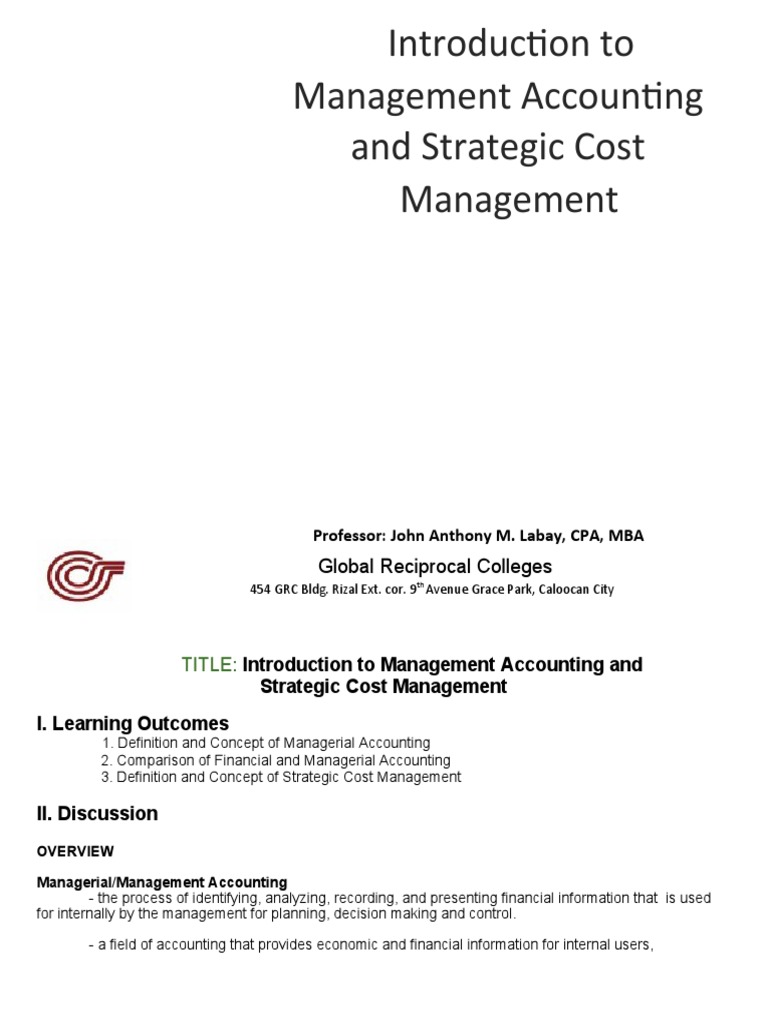 Management Accounting & Strategic Costing | PDF | Strategic Management ...