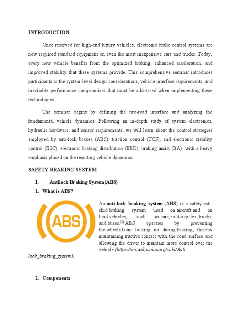 Abs TCS Ebd | PDF | Anti Lock Braking System | Vehicle Technology