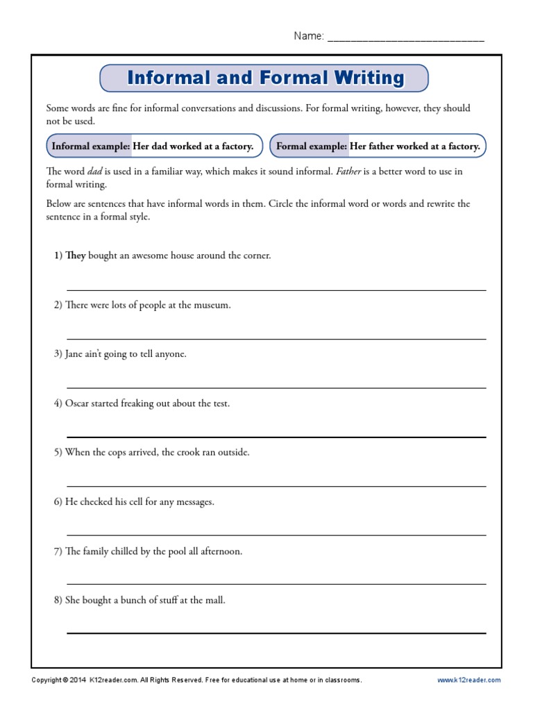Informal and Formal Writing | PDF | Communication
