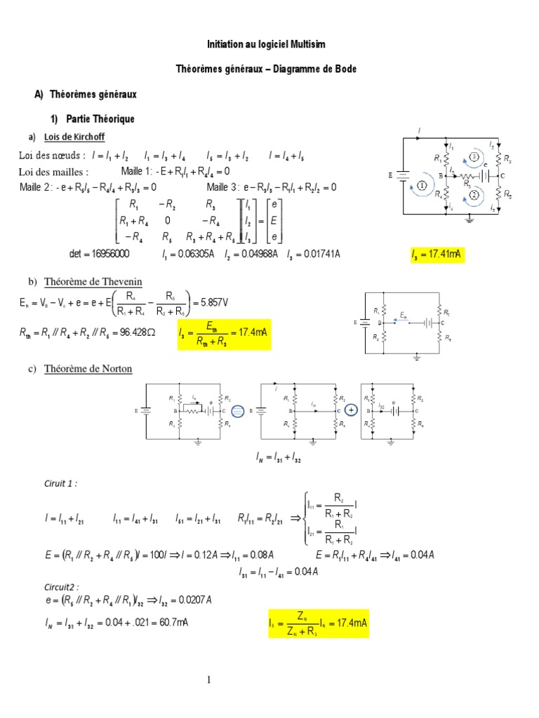 TP1 Corrigé Multisim | PDF | Théorie du contrôle | Métrologie