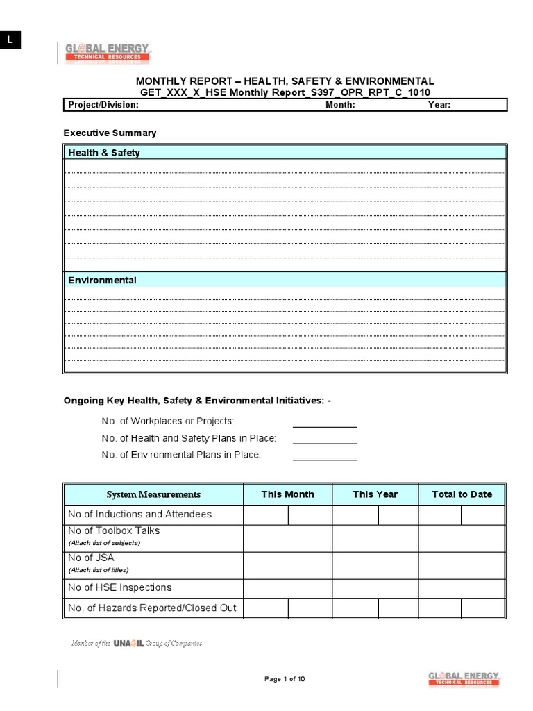 Monthly HSE report summary | PDF | Occupational Safety And Health ...