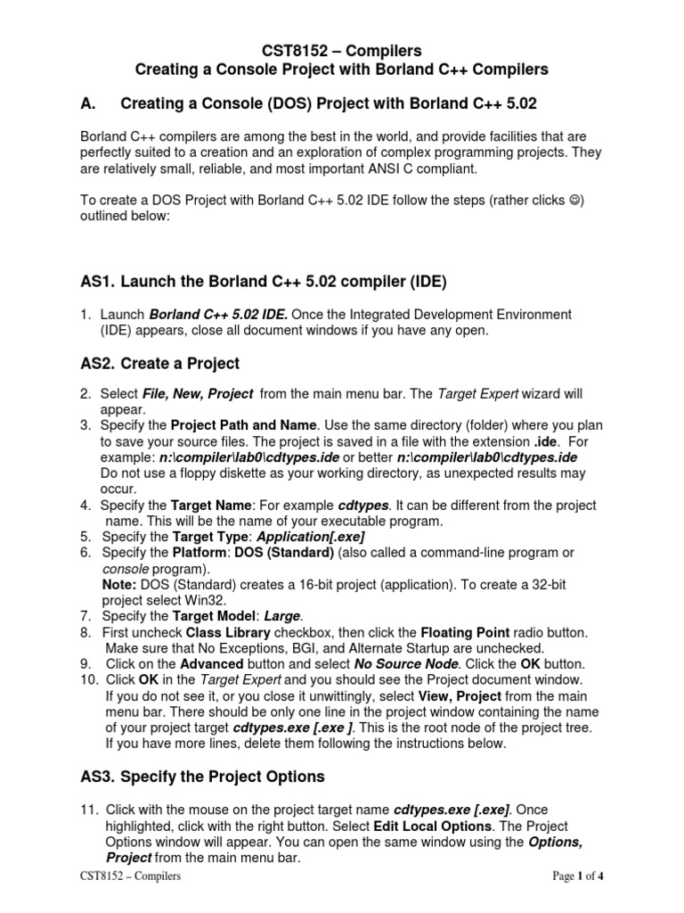 Borland C++ Console Project Guide | PDF | Command Line Interface | Icon ...