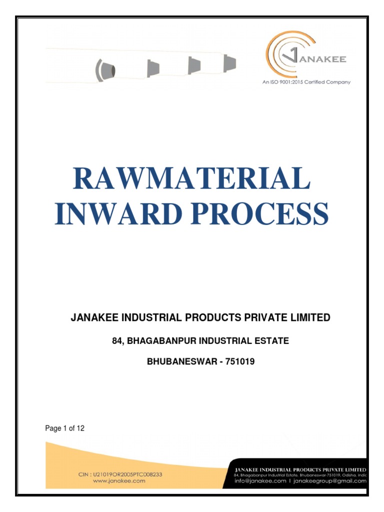 Rawmaterials Inward Process | PDF | Pallet | Packaging And Labeling