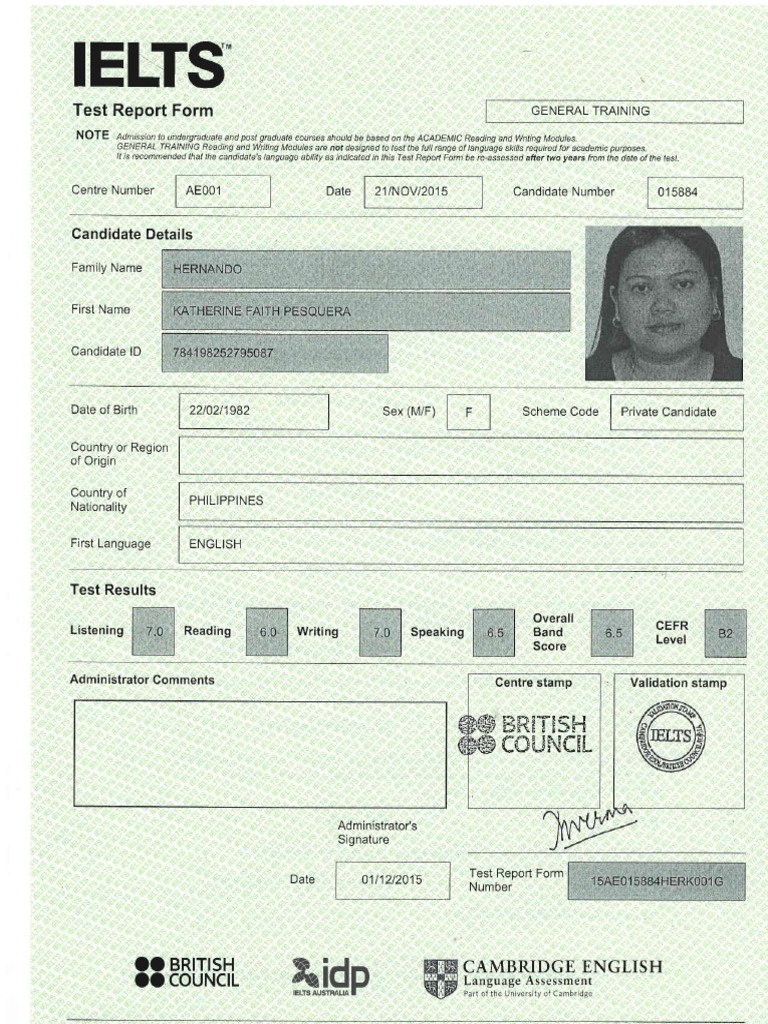 Ielts: Candidate Details | PDF | Language Education | Qualifications