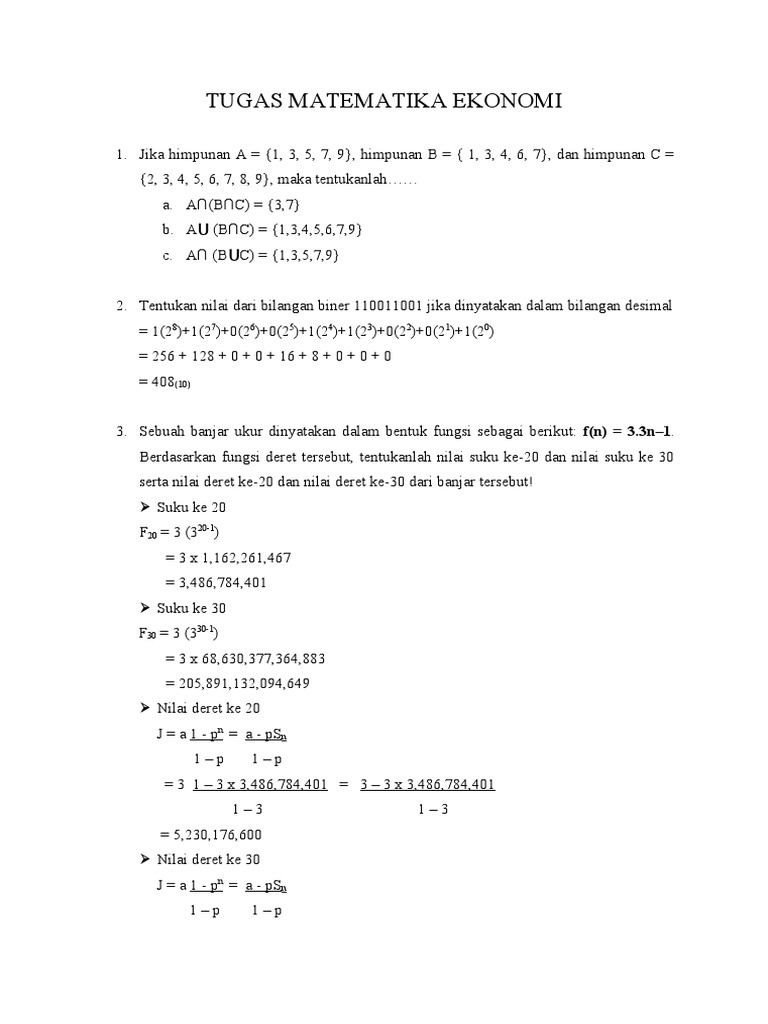 Tugas Matematika Ekonomi dan Deposito | PDF | Teknologi & Rekayasa