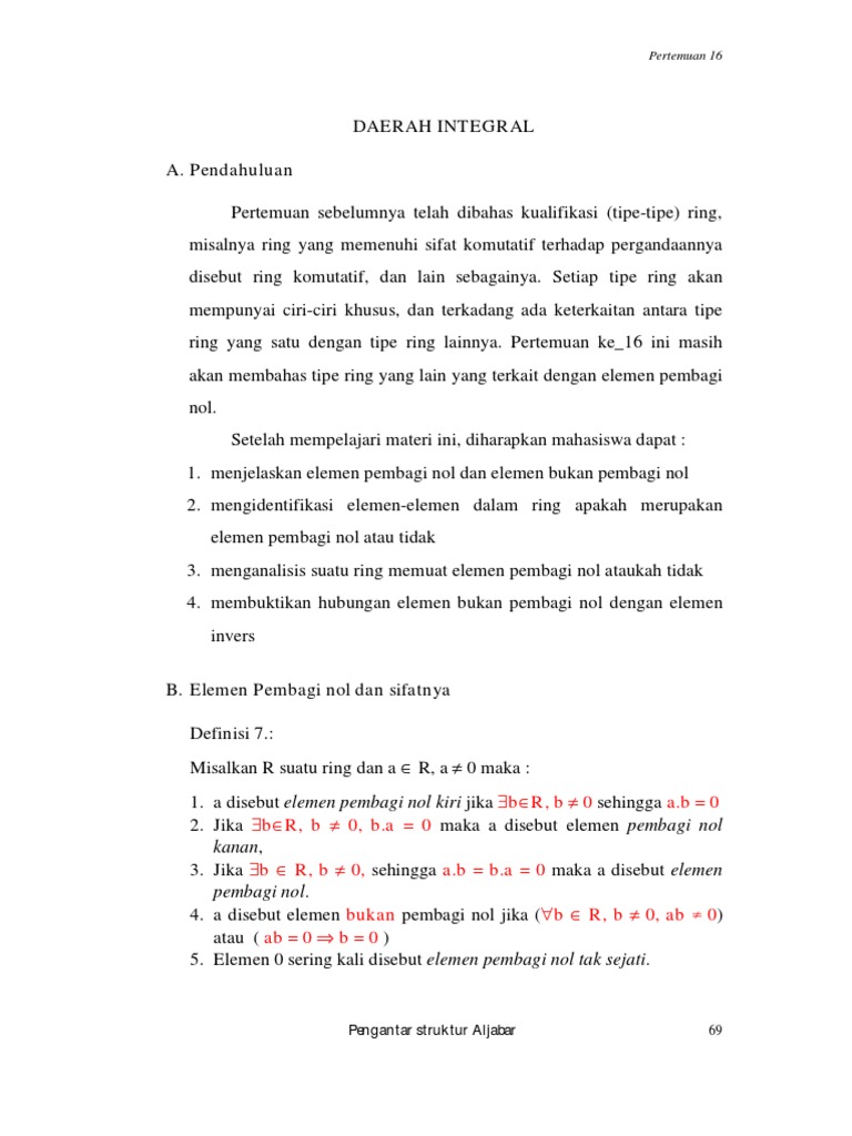 Pengantar Struktur Aljabar DAERAH INTEGR | PDF