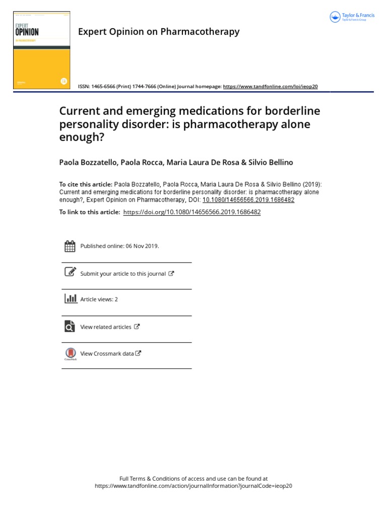 Current and Emerging Medications For Borderline Personality Disorder Is ...