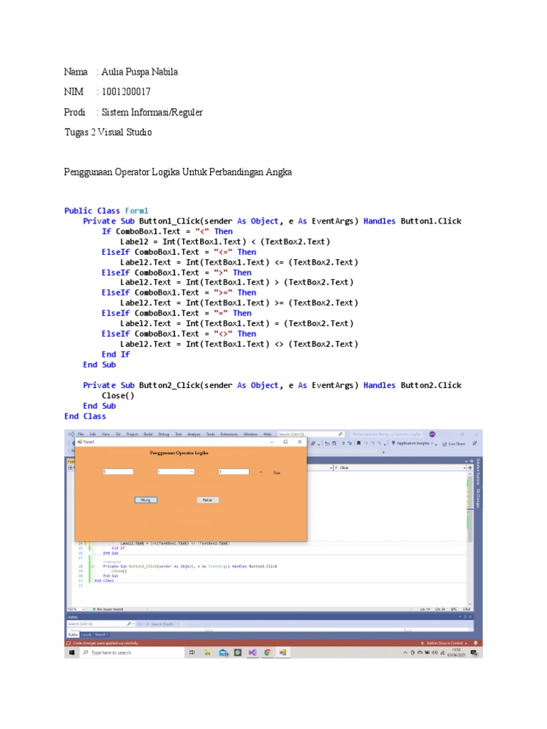 Tugas 2 Visual Studio | PDF
