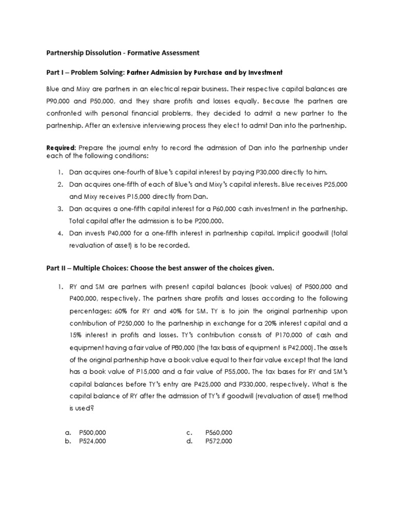 Assignment 1 - Partnership Dissolution | PDF | Debits And Credits | Financial Accounting