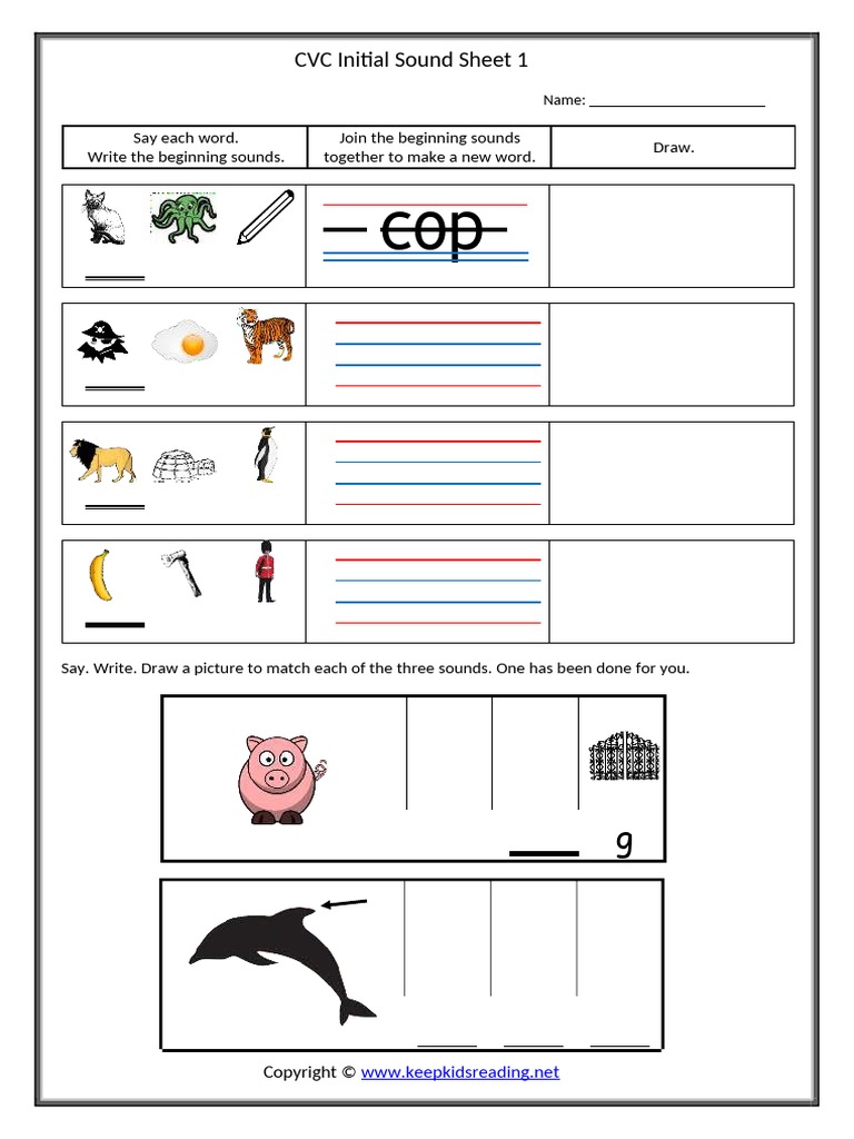CVC Initial Sound Sheet 1 | PDF