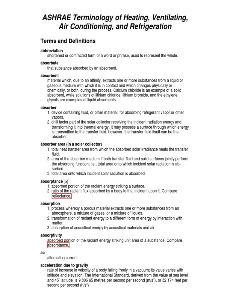 HVAC & Refrigeration Glossary | PDF | Air Conditioning | Hvac
