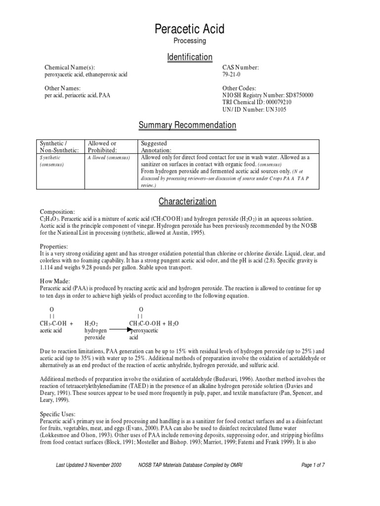 Peracetic Acid | PDF | Disinfectant | Hydrogen Peroxide