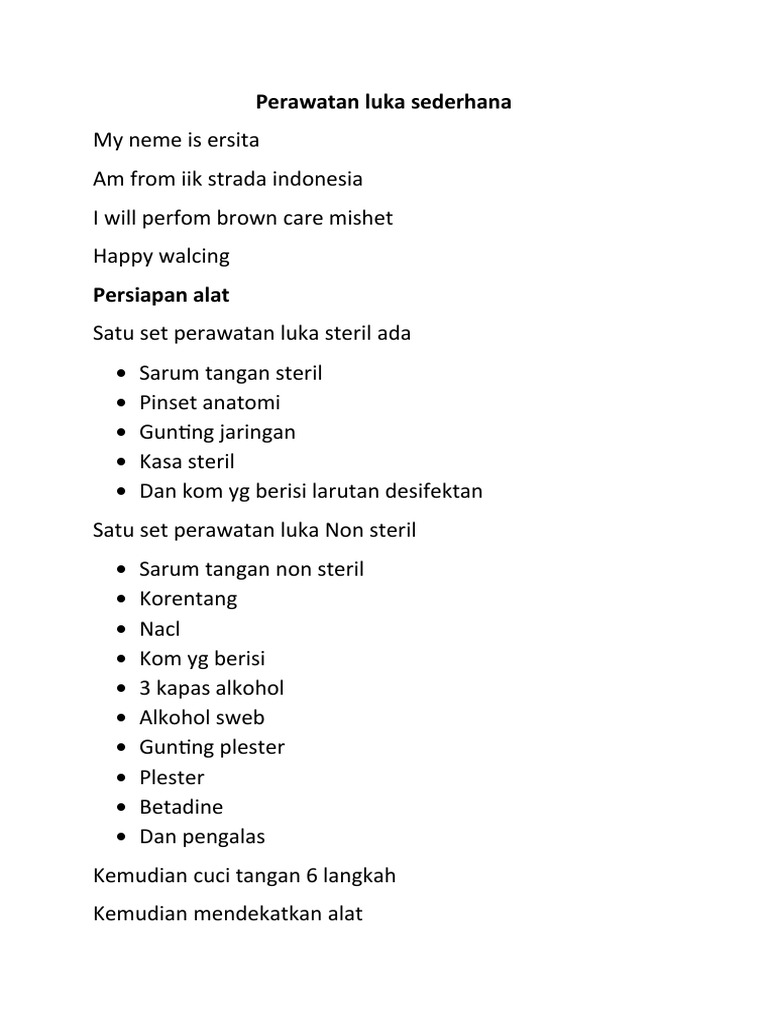 Alat dan Prosedur Perawatan Luka Sederhana | PDF | Kesehatan Holistik