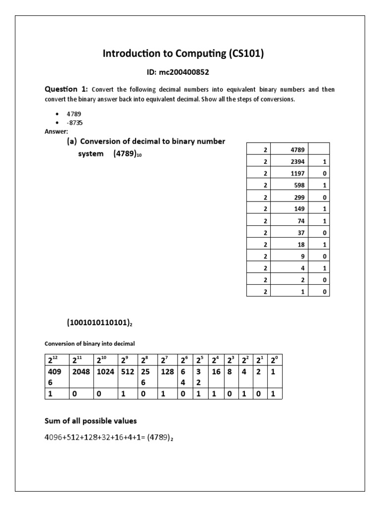cs101 1st Assignment | PDF | Decimal | Theory Of Computation