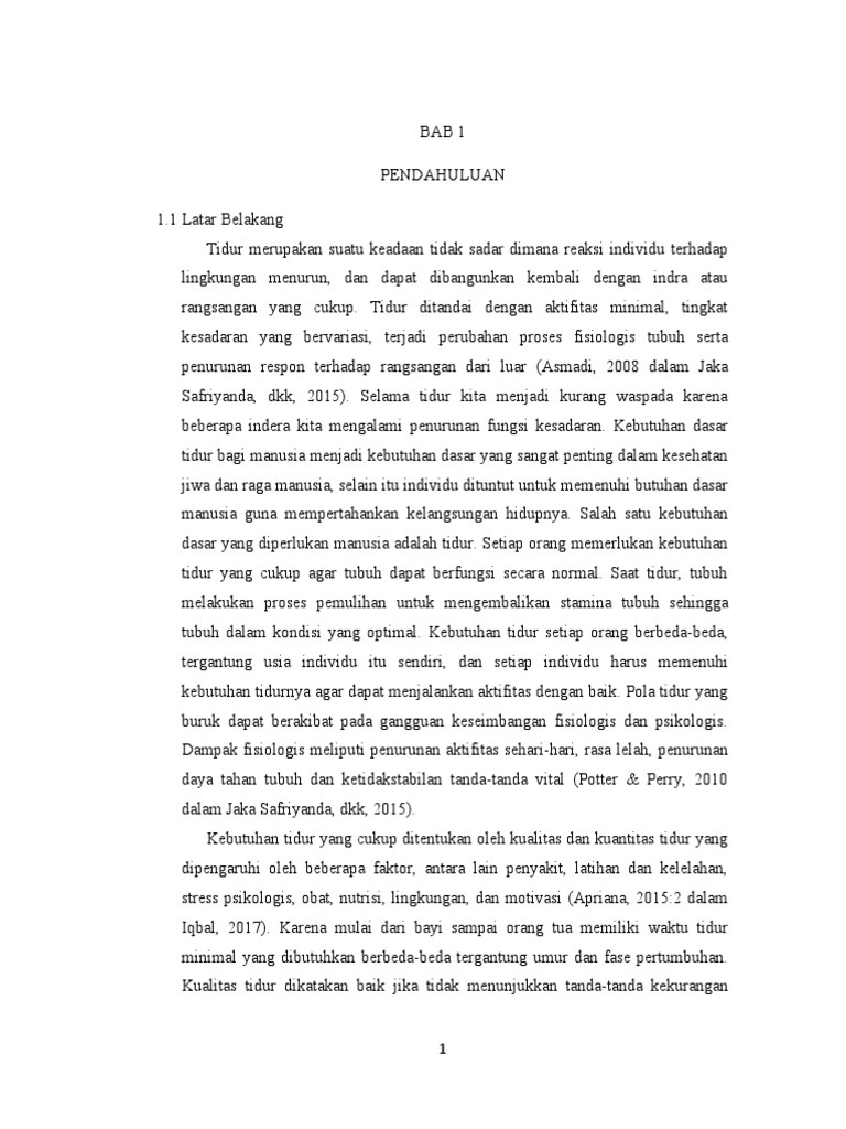 BAB 1,2,3 Kti Kualitas Tidur Perawat | PDF