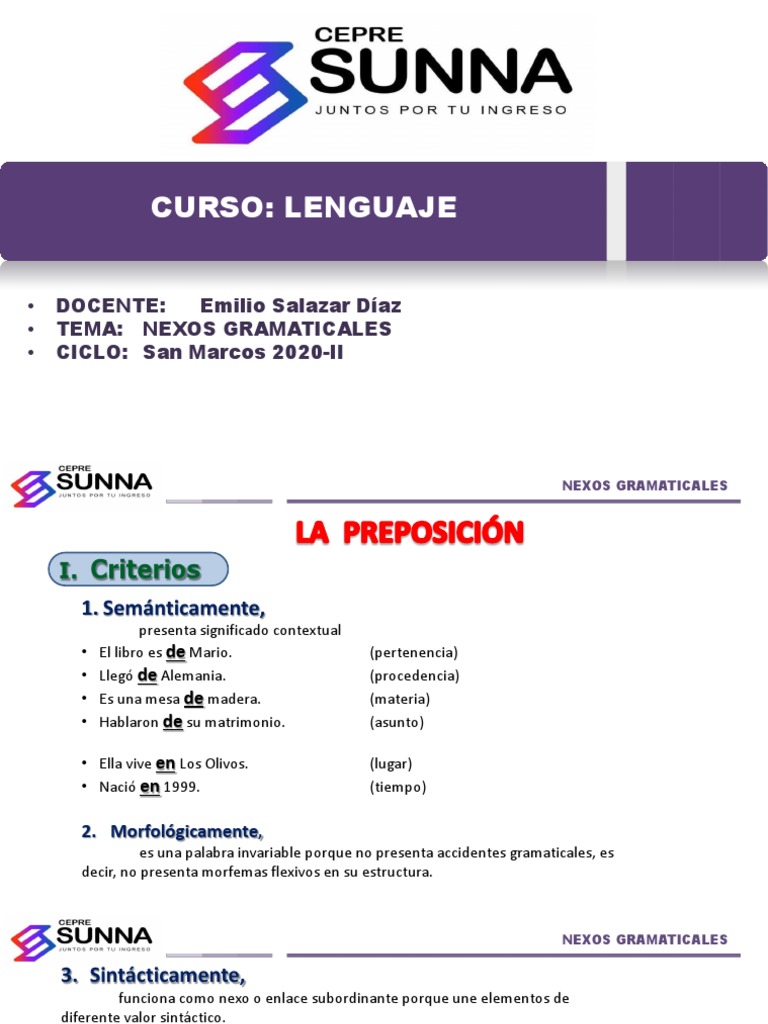 Nexos Gramaticales: Definición y Ejemplos | PDF | Palabra | Morfología