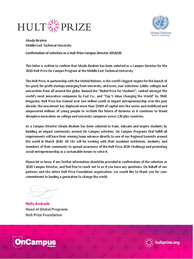 Hult Acceptance Letter | PDF