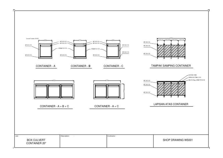 Structural design drawing for a concrete foundation with box culverts ...