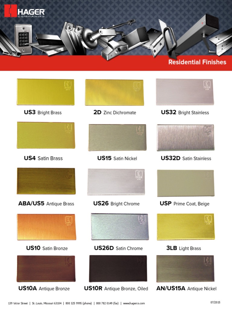 Hager Hinges Finishes | PDF