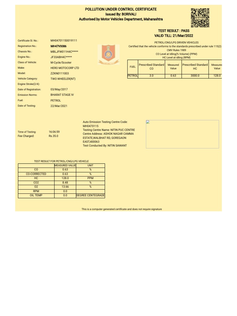 Https Vahan - Parivahan.gov - in Puc Views Pucpublic - XHTML PDF | PDF ...