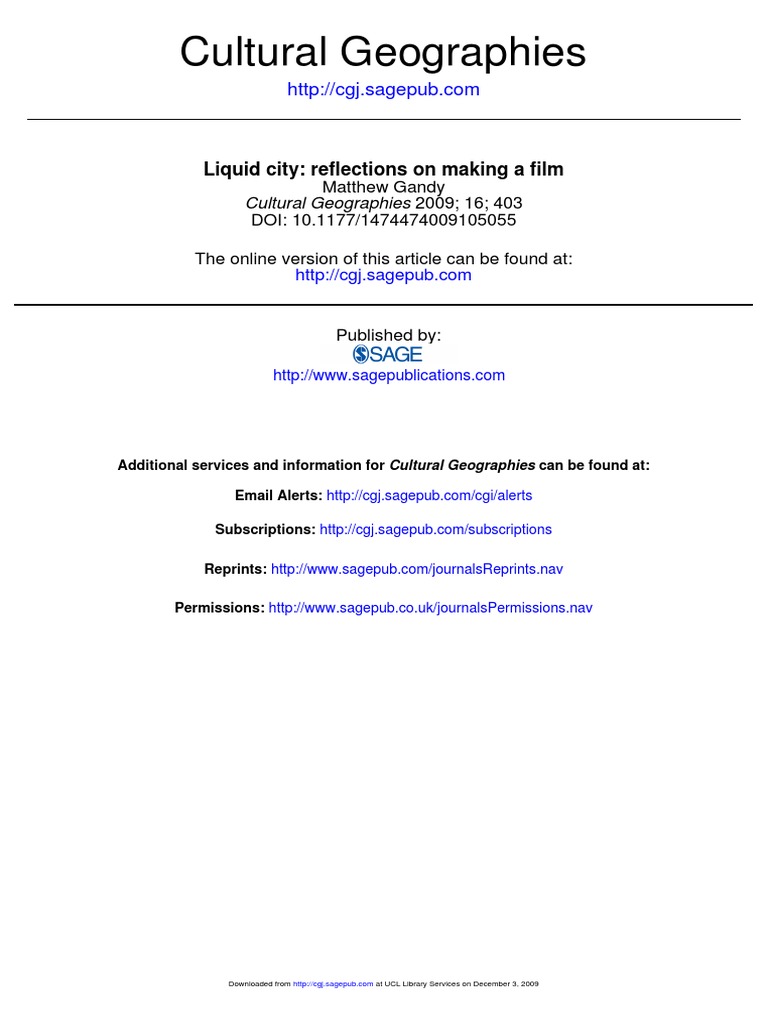 Matthew Gandy Culturalgeographies2 | PDF