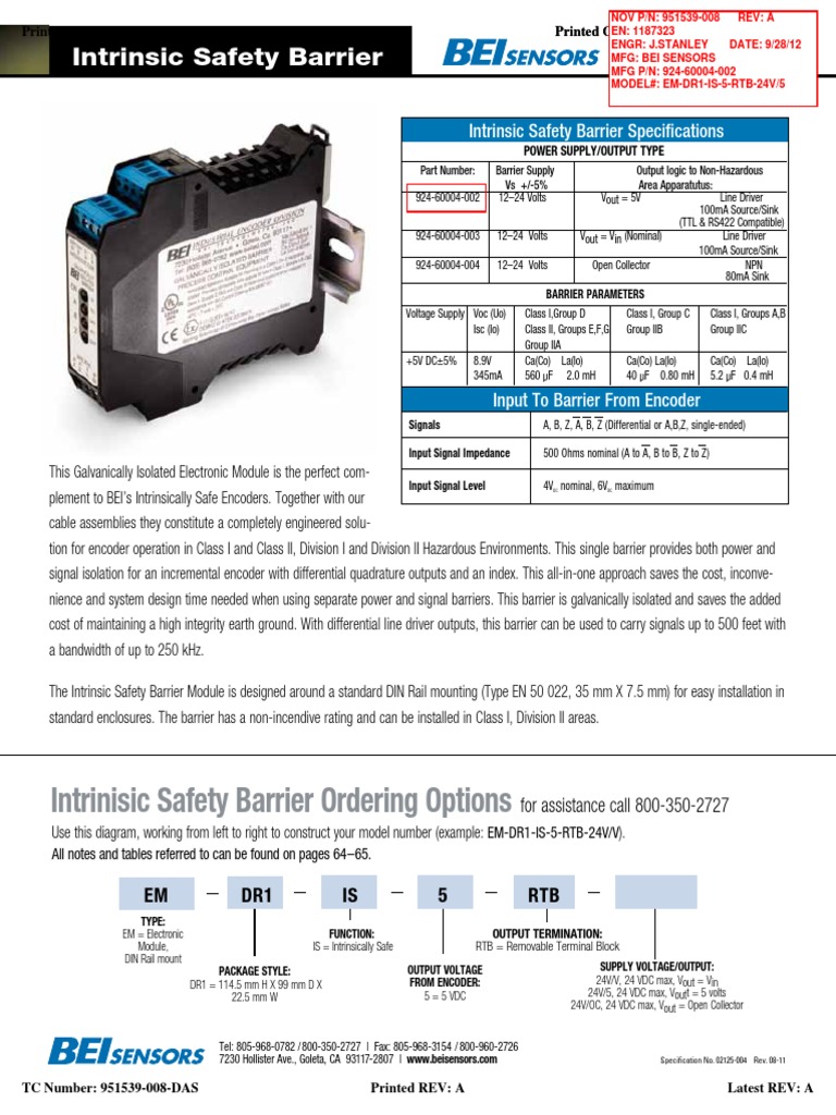 Intrinsic Safety Barrier Specifications | PDF | Electromagnetism ...