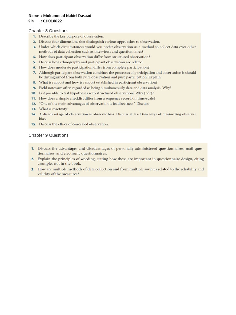 Quiz Research Method | PDF | Survey Methodology | Psychology