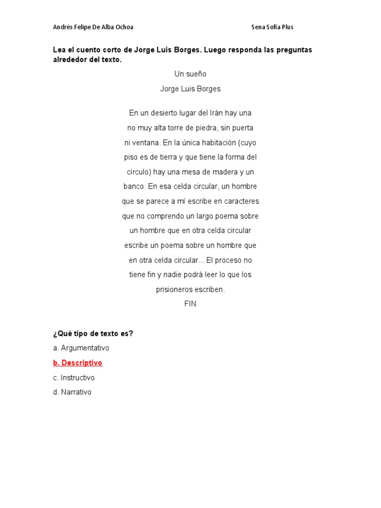 Lea El Cuento Corto de Jorge Luis Borges | PDF