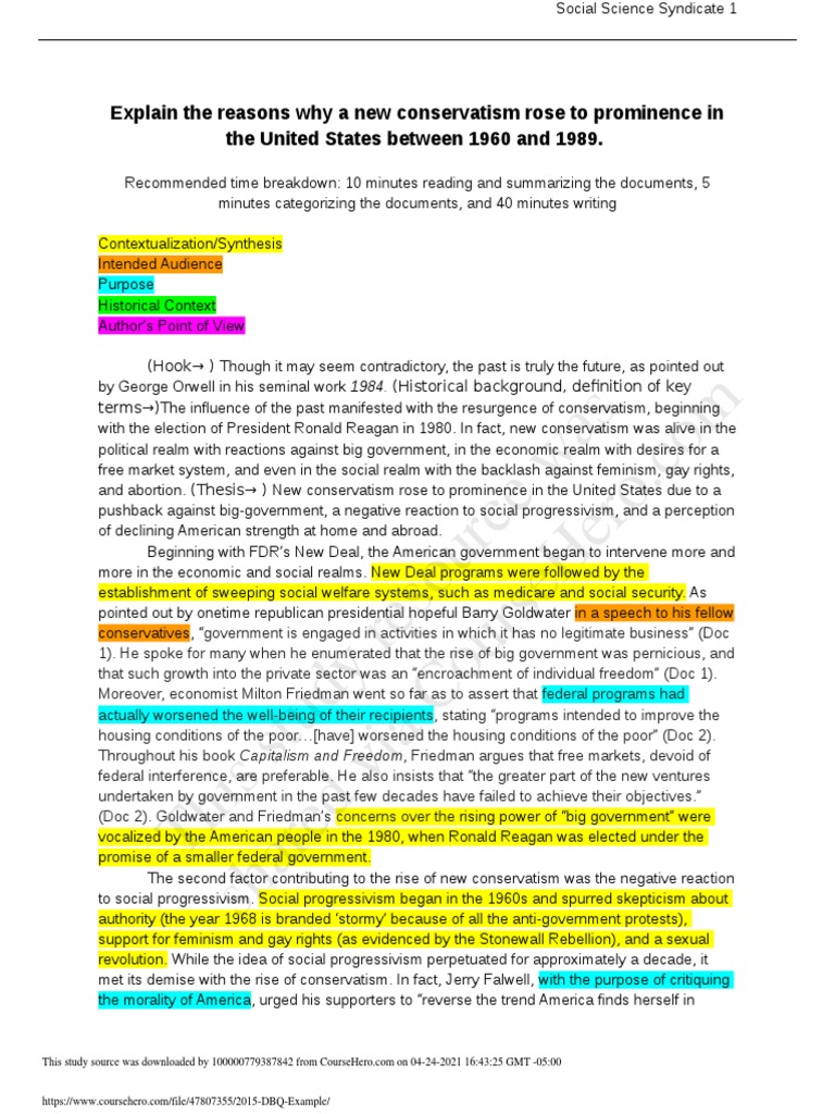 2015 DBQ Example | PDF | Milton Friedman | Conservatism In The United ...