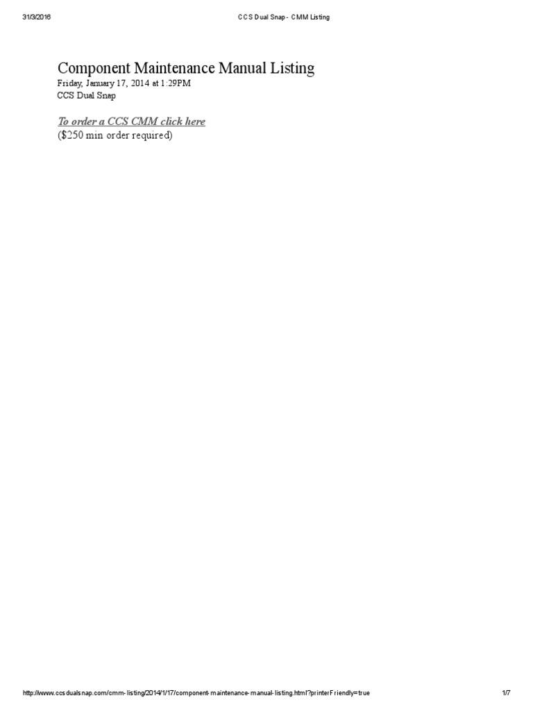 Component Maintenance Manual Listing: To Order A CCS CMM Click Here | PDF