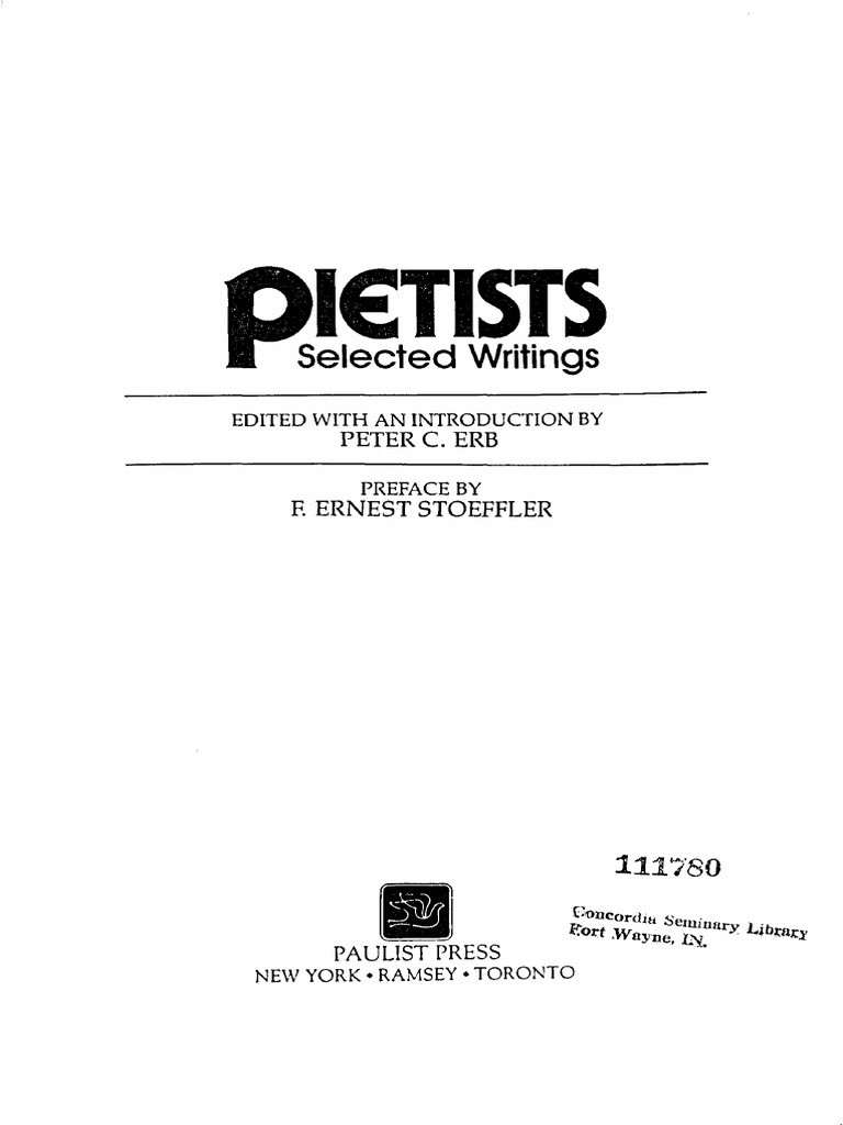 Erb, Pietists - Selected Writings Speners Spiritual Priesthood | PDF ...