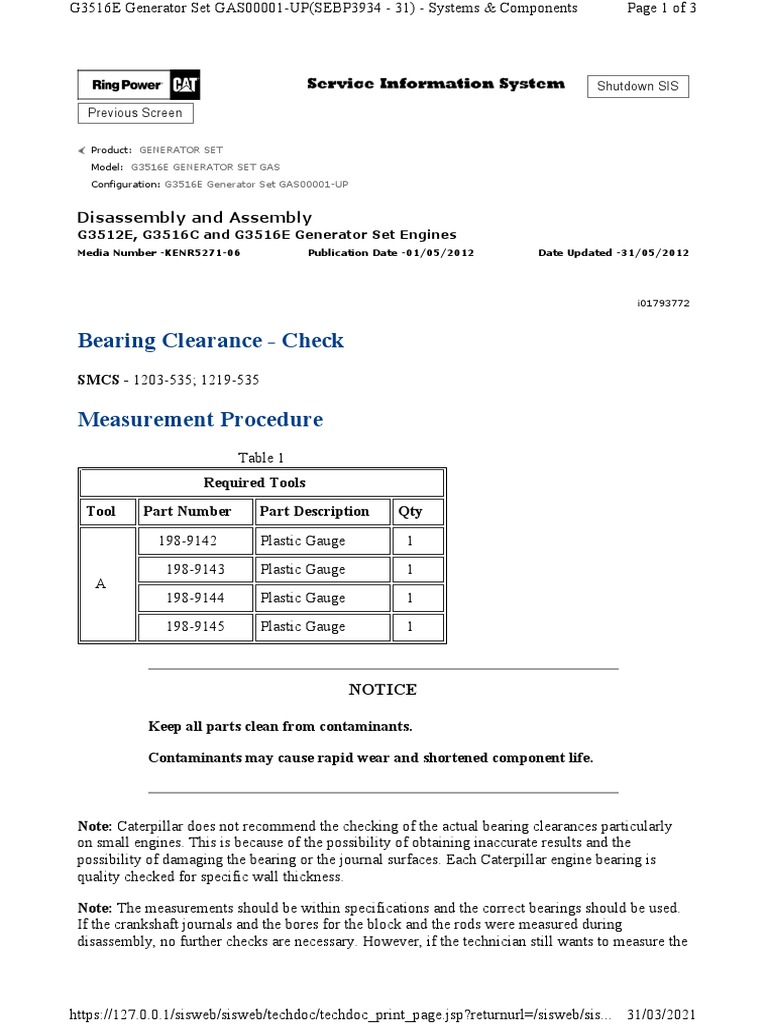 Bearing Clearance Check | PDF | Bearing (Mechanical) | Mechanical ...