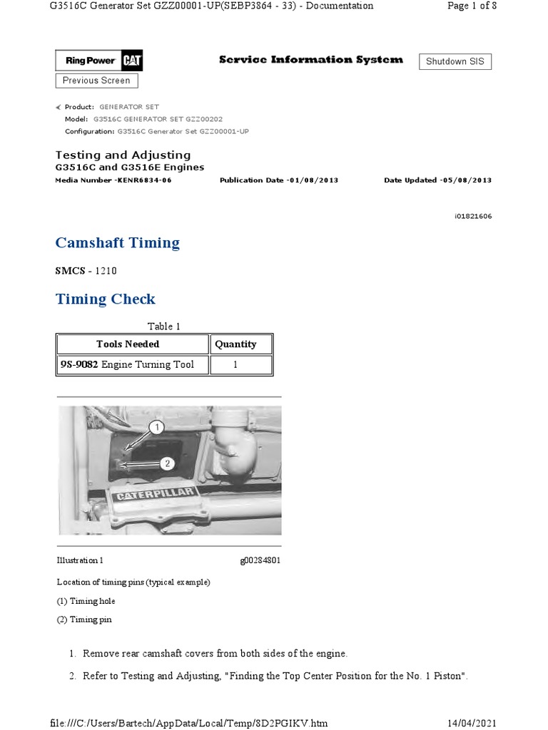 Camshaft Timing: Testing and Adjusting | PDF | Piston | Gear