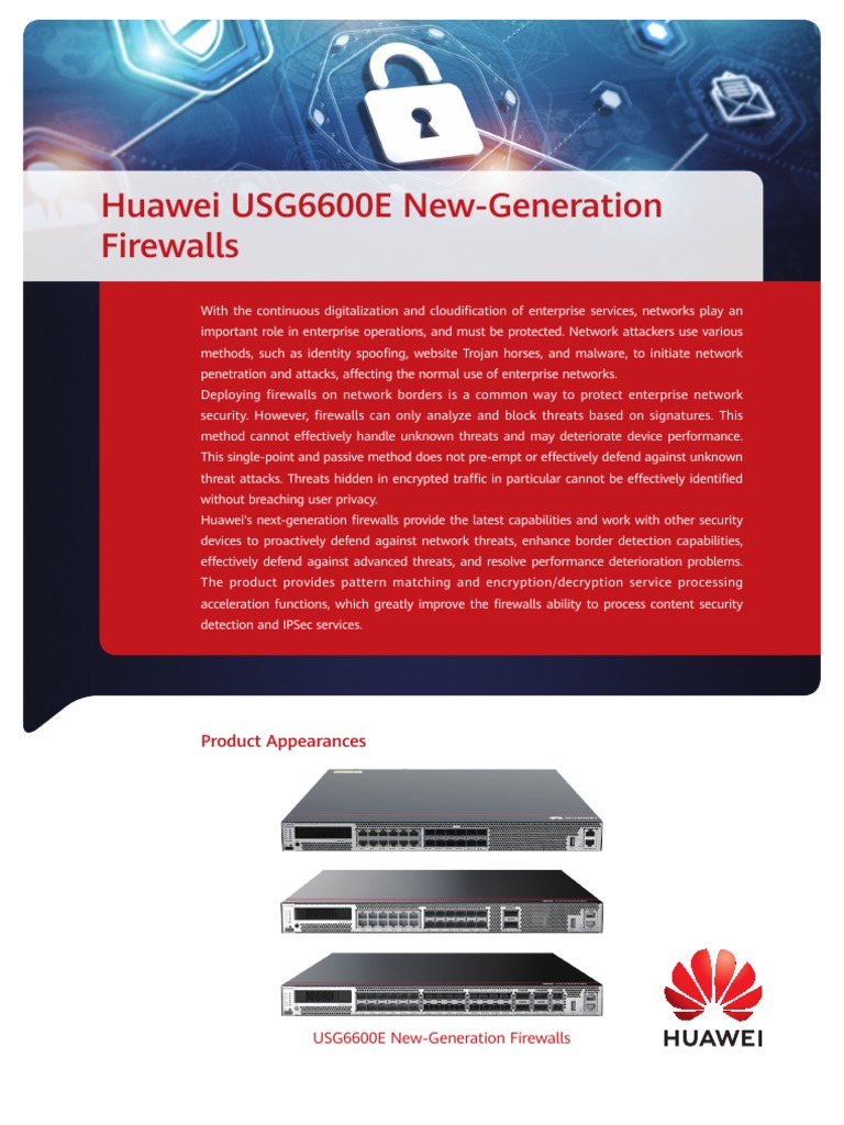 Huawei USG6600E Series Firewalls Datasheet | PDF | Virtual Private ...
