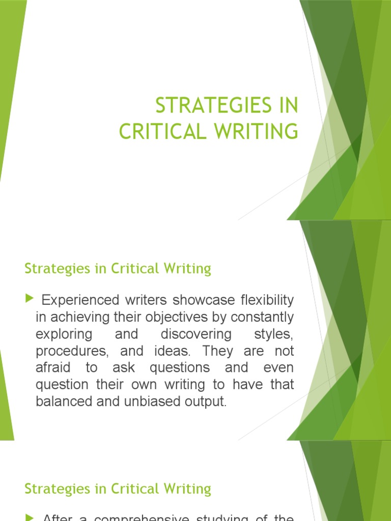 Strategies for Effective Critical Writing | PDF | Critical Thinking ...