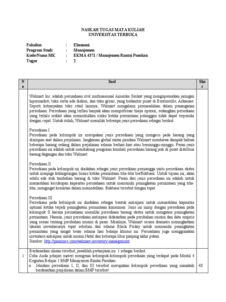 Tugas Manajemen Rantai Pasokan | PDF