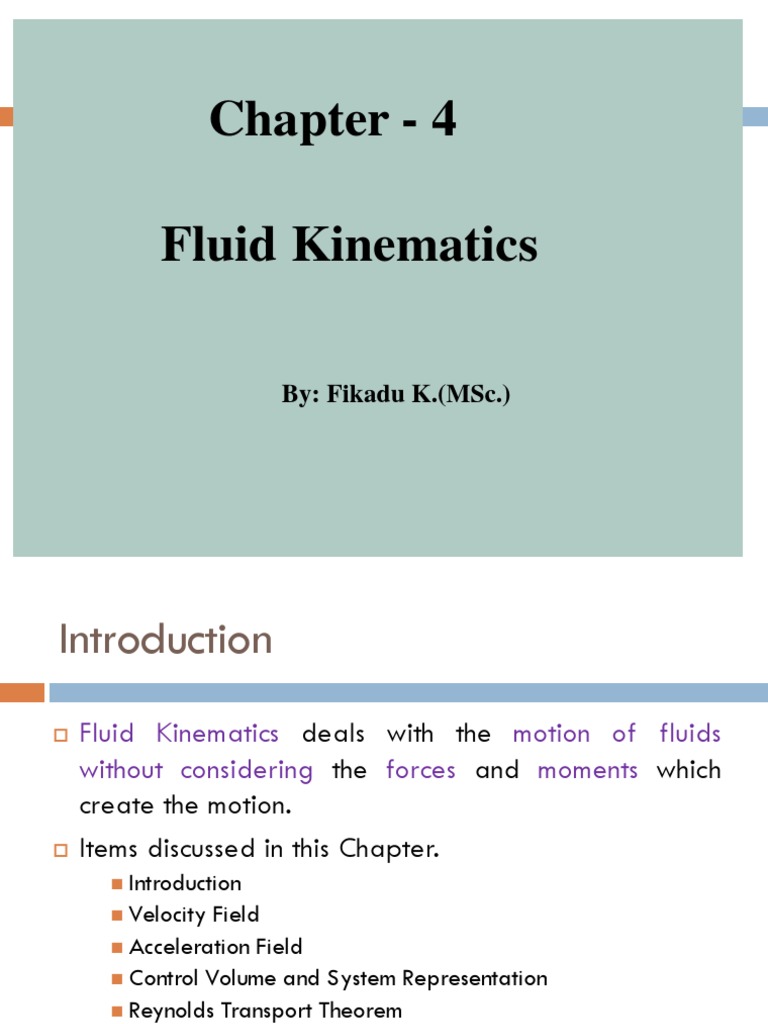 Fluid Kinematics Overview | PDF | Fluid Dynamics | Continuum Mechanics