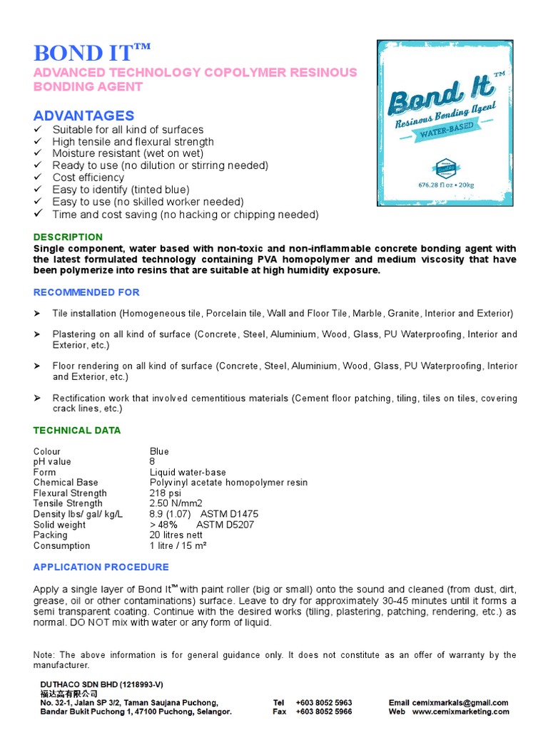 Bond It™: Advanced Bonding Agent TDS | PDF