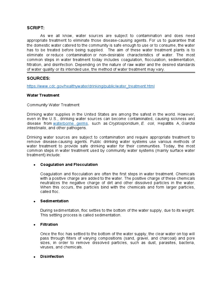 Script:: Water Treatment | PDF | Water Purification | Sewage Treatment