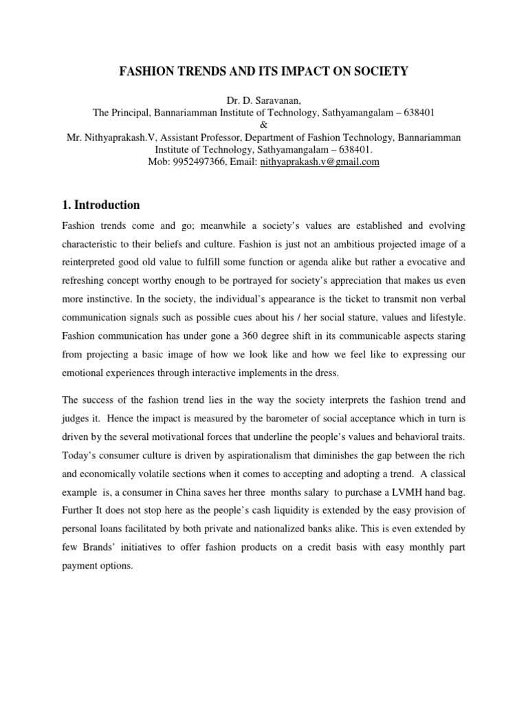 Fashion Trends and Their Impact On The S | PDF | Fashion | Clothing